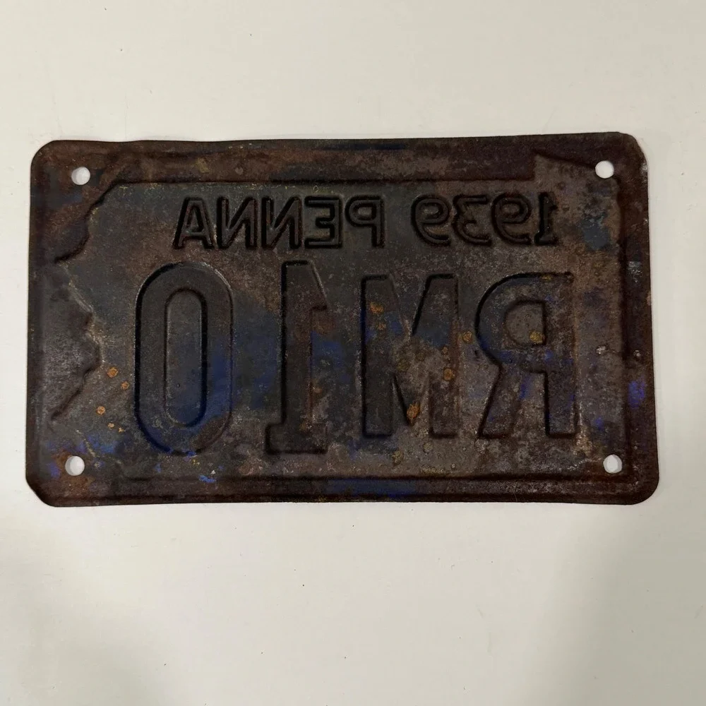 Other | Pennsylvania License Plate Yellow 1939 Penna Rm1 Vintage Rustic ...